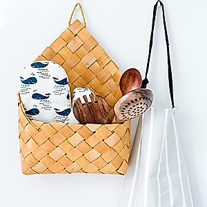Alipis Wooden Organizer Bag Key Plants Woven Bathroom Clo Wall Basket Household Rope Flower Pocket Home Bin Clothing Mounted Sundries Office Mail Hanging Organiser for Decor Letter