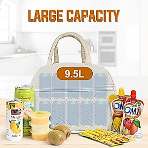 NisuAM Lunch Bag for Women, Large Capacity Insulated Lunch Box Tote for Hot and Cold Food - Portable and Reusable Adult Lunch Bags for Work, Office, Picnic, Camping, and Trip Beige