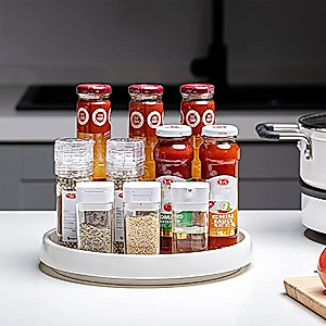 Pretireno Lazy Susan Turntable 1 Pack, Non-Skid Lazy Susan Organizer 10 Inch for Cabinet, Pantry, Kitchen, Countertop, Vanity Display Stand White/Gray