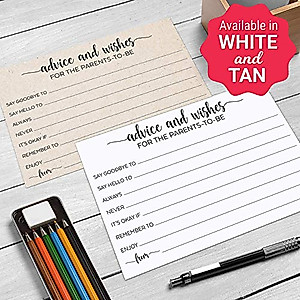 321Done Advice and Wishes for the Parents-to-Be Cards Tan, 4x6, Made in USA, Fun Simple Cute Baby Shower Advice Game for Mom, Dad to Be, 50 Cards