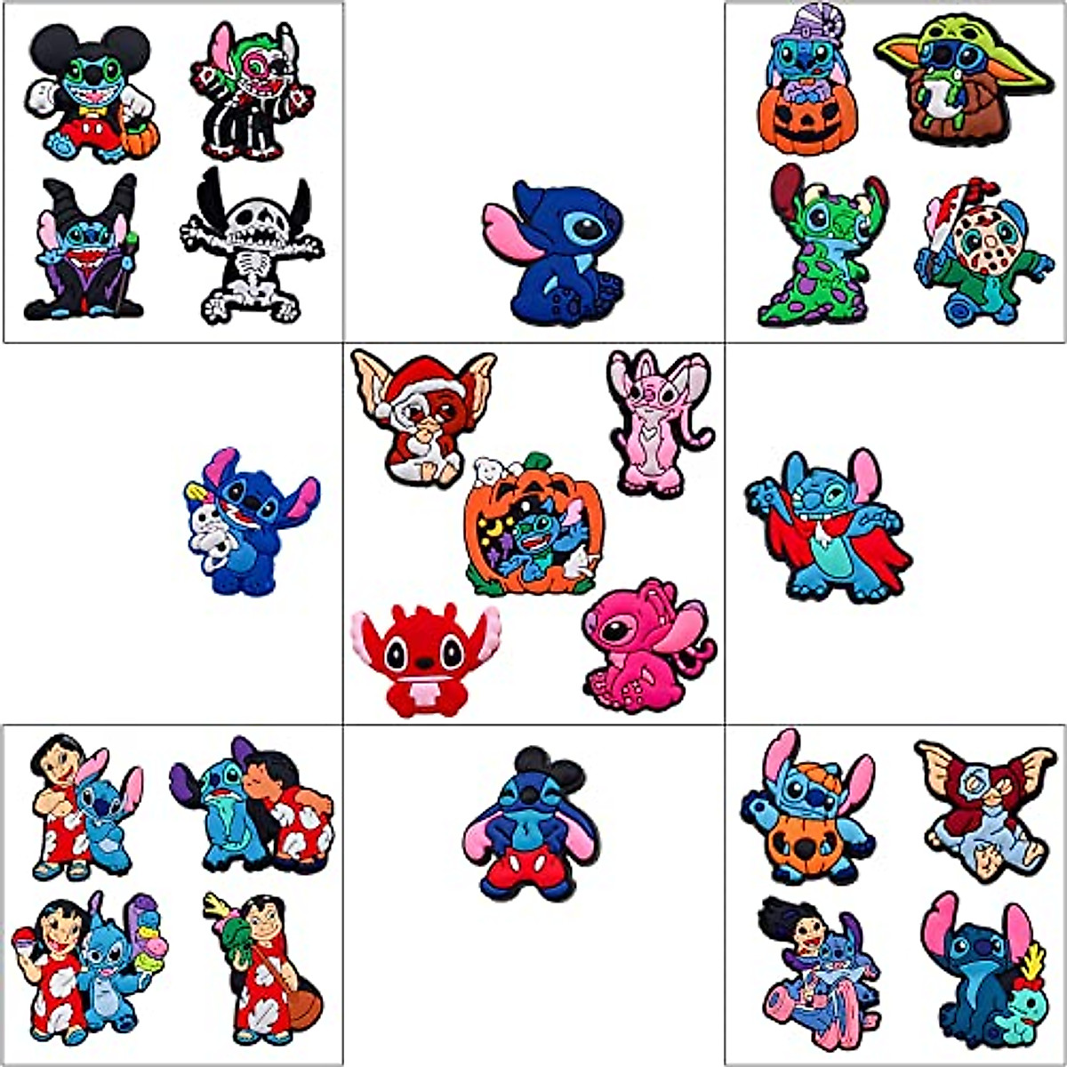 40 Pack for Croc Shoe Charms for Stitch Girls Boys Kids for Lilo, Blue Stick Shoe Charms for Party Gifts, Cute Cartoon Shoe Pines Para Charms for Bracelet Wristband.