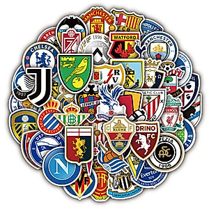 Football Team Club Stickers |100Pcs Soccer Fans Logo Sport Stickers Waterproof Vinyl Sports Decal for Water Bottle, Laptop, Phone Cases, Vinyl Waterproof Stickers, Decal Softball Gifts for Girls
