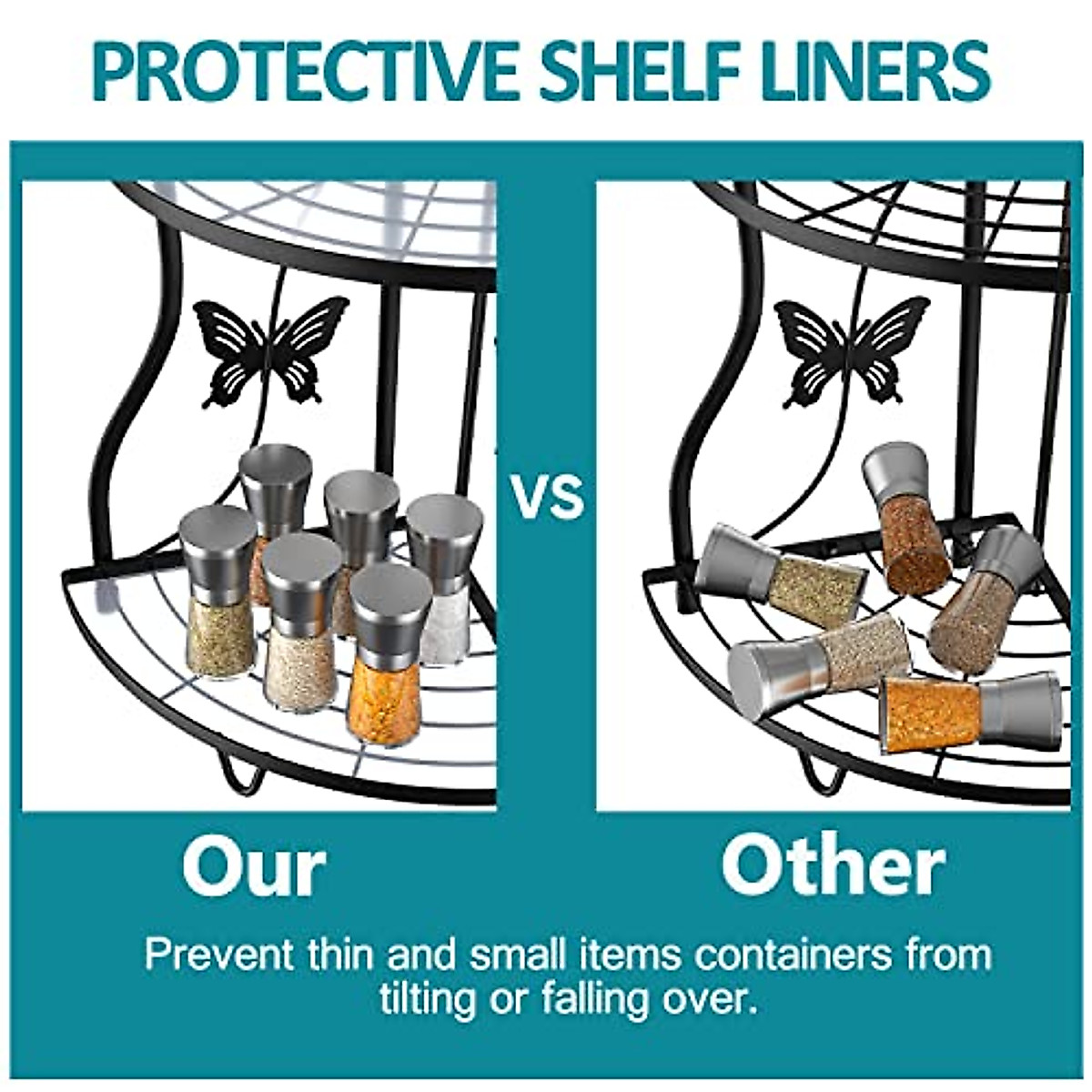 Tamomic 2 Tier Corner Bathroom Sink Organizer Countertop Shelves,Vanity Organizer Trays Shelf Storage with Decor Butterfly,Black