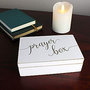 Lillian Rose White Distressed Box with Prayer Cards, 6.5", off-white (BX115)