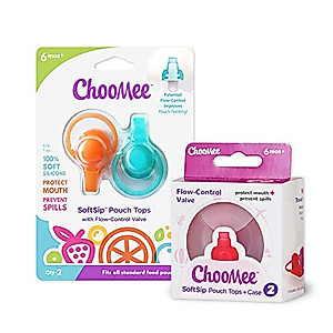 ChooMee SoftSip Food Pouch Tops | 4 Colors + White case | Prevent Spills and Protect Childs Mouth
