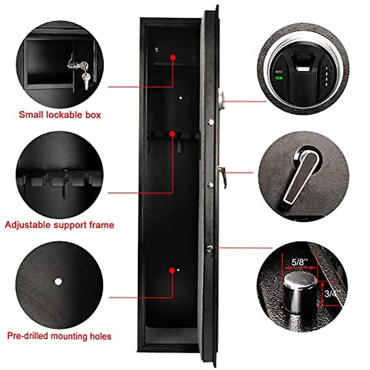 Biometric Fingerprint Gun Safe for Rifle, Upgraded Quick Access Large Rifle Gun Security Cabinet for 5-6 Rifle Shotgun Firearms with/without Scopes with Pistol Lock Box