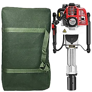 JACKCHEN 52CC Gas Powered T Post Driver with carry bag, Air Cooling Single Cylinder 2 Stroke Gasoline Petrol Garden Fencing Tool Machine with 2 Post Driving Head