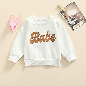 fhutpw Baby Boy Girl Sweatshirt Fall Clothes 6 12 18 24 Months Toddler 2T 3T Pullover Activewear Long Sleeve Shirts Outfit B-white