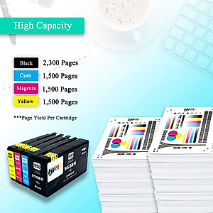 HIINK Compatible Ink Replacement for HP 950 951 950XL 951XL High Yield Ink Cartridges Used in HP OfficeJet Pro 8600 8100 8610 8620 8660 8630 8640 8615 8625 251DW 276DW 271DW (BK, C, M, Y, 4-Pack)