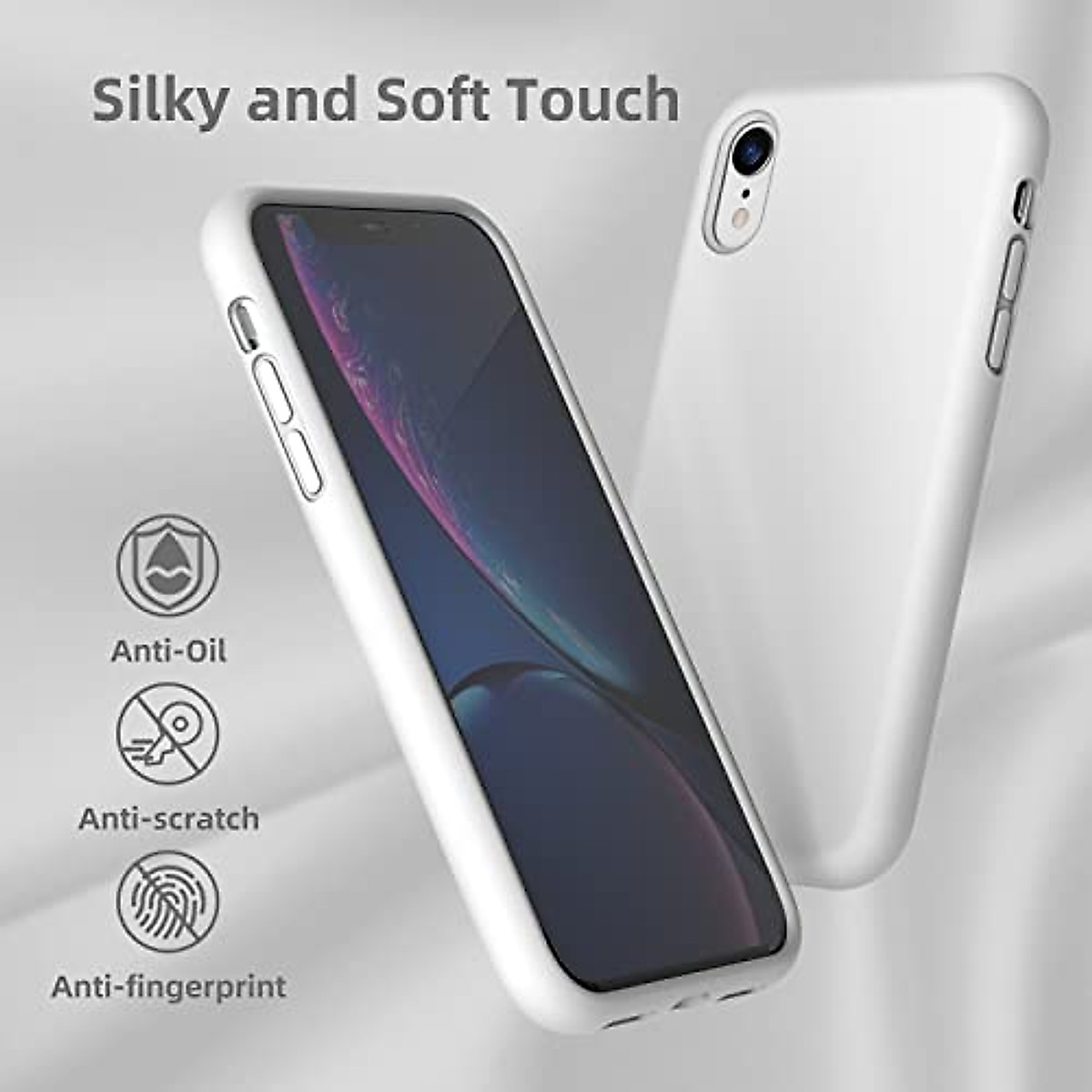 K TOMOTO Compatible with iPhone XR Case 6.1 Inch, [Silky and Soft Touch] Premium Liquid Silicone Gel Rubber Full Body Drop Protection Phone Cover with Microfiber Lining, White