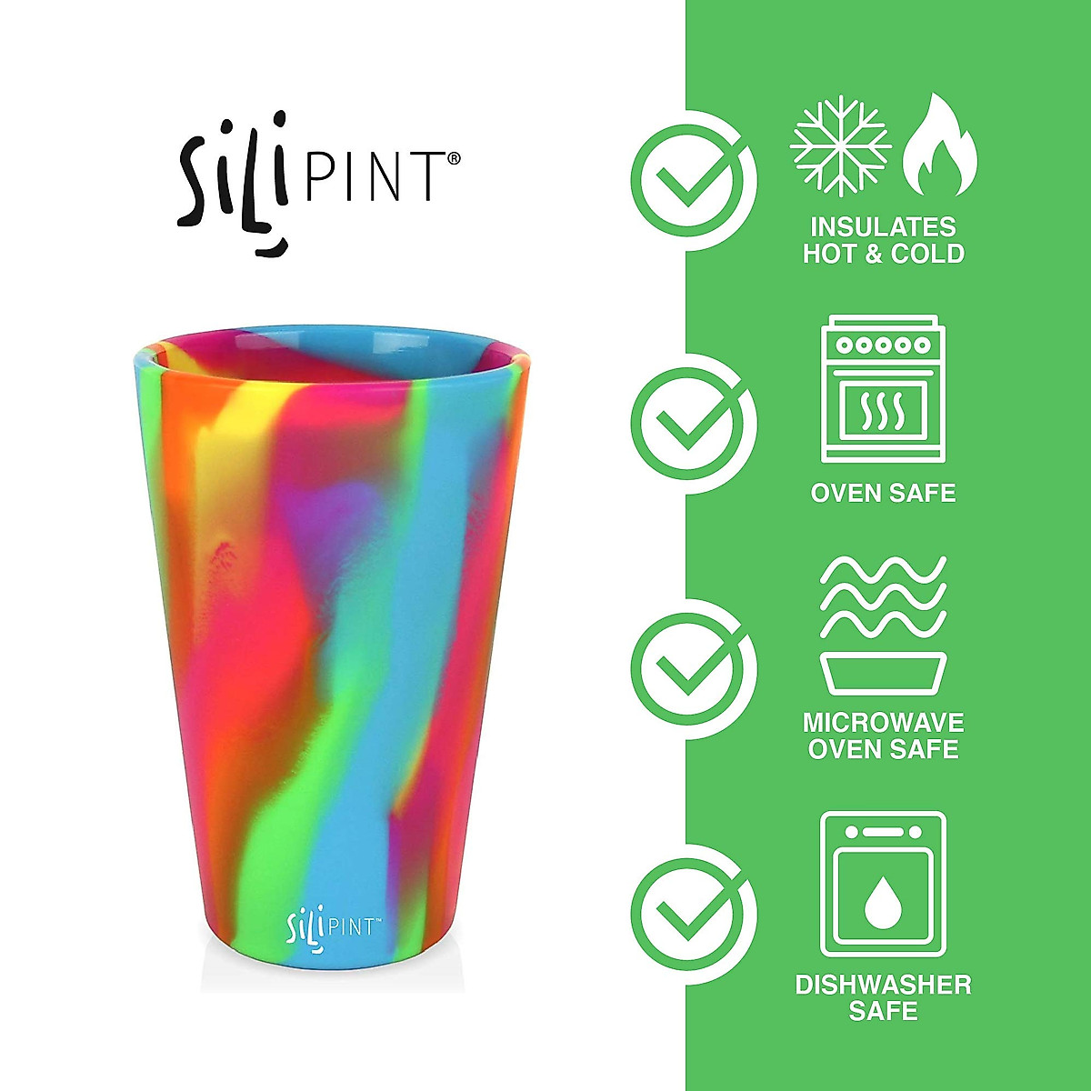 Silipint 2-Pack, Hippie Hops - Silicone Cup Drinkware, BPA-Free, Unbreakable, Microwave Safe, Shatter-Proof - for Any Drink Use, Traveling, Camping, Hiking, Hanging Out, Small or Large Parties