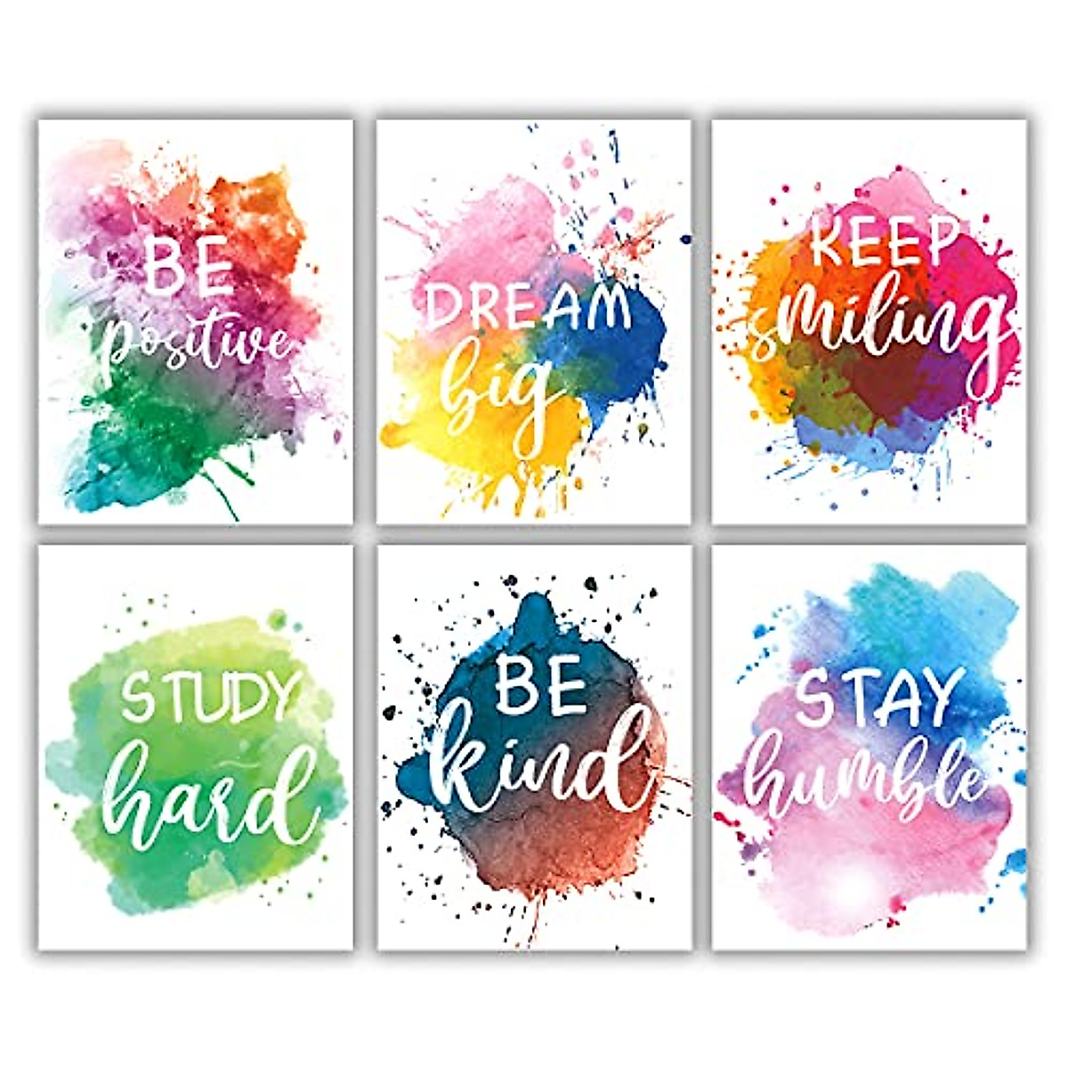 Inspirational Wall Art Motivational Art Prints and Quotes and Sayings Poster Girls Teens Bedroom Decor Sayings Positive Phrase Party Gift for Girls Kids Room Wall Art Decor 6 Pcs, 8x 10in, Unframed