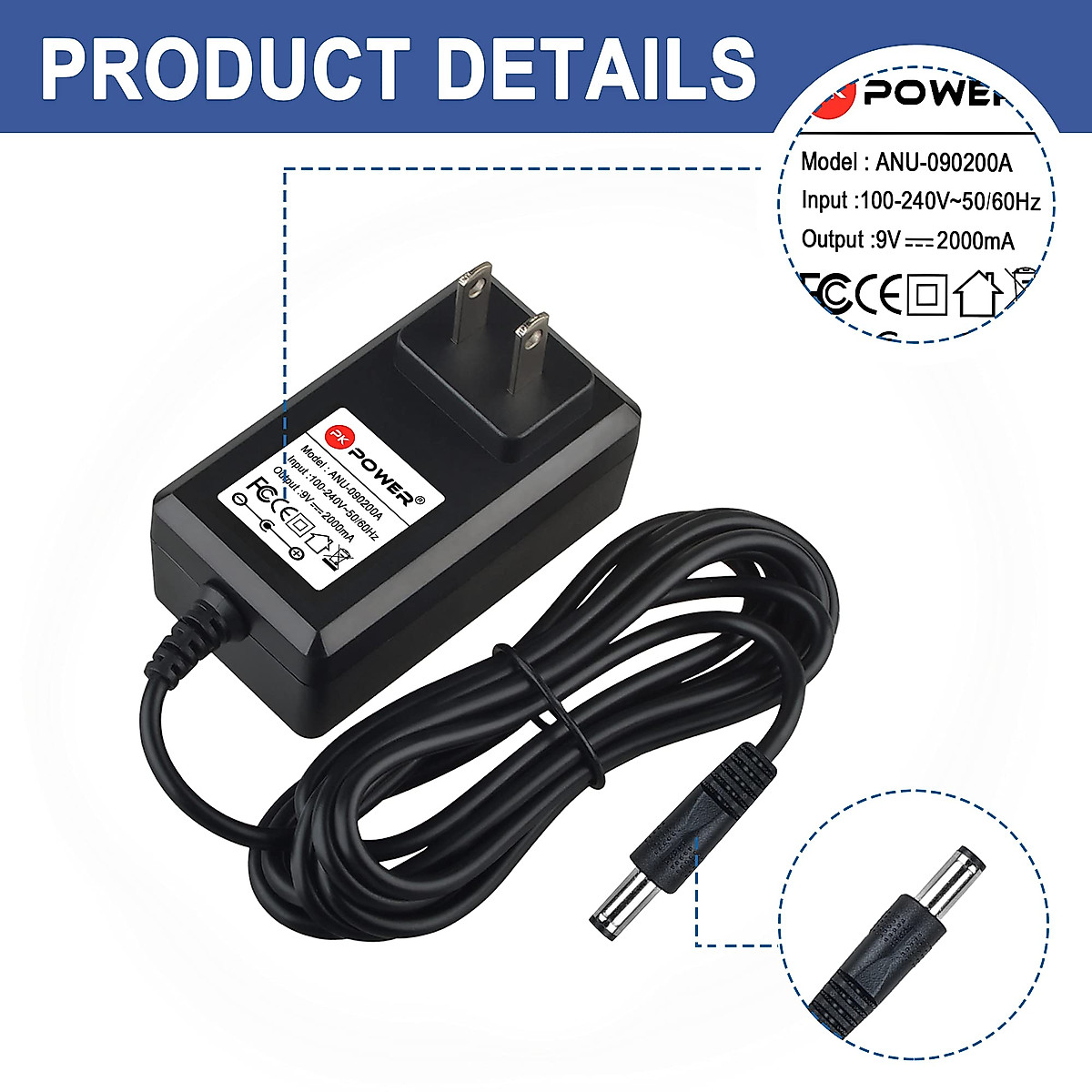 PKPOWER AC Adapter Charger for Sega Genesis System MK-1601 1601 MK-1602 1602 MK-1603, Power Supply for Jaguar 500273 Genesis 1 Model 1602