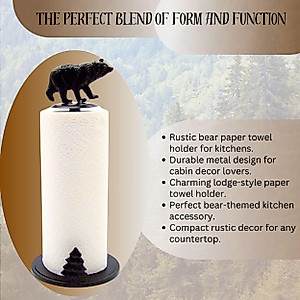 Bear Metal Paper Towel Holder Cabin Lodge Rustic Style