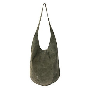The Sak 120 Hobo Bag in Crochet - Large Women's Purse & Shoulder Bag for Everyday Travel - Durable Handbag With Back Zipper Pocket and Magnetic Snap Closure - Leather/Moss Suede