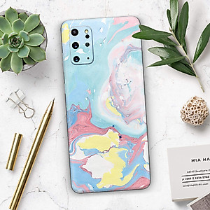 DesignSkinz Marbleized Swirling Cotton Candy Protective Vinyl Decal Wrap Skin Cover Compatible with The Samsung Galaxy S20 (Screen Trim & Back Glass Skin)