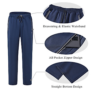 MoFiz Mens Athletic Sweatsuits Full Zipper Jacket with Stand Collar Workout Running Pants Male Casual 2 Pieces Tracksuit Navy 2XL