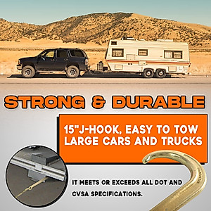 BLACKHORSE-RACING Grade 70 5/16 Inch x 10 Feets Transport Tow Chain J Hook Long Shank w/R T J Grab Hook Yellow Zinc - 3,700 lbs. Safe Working Load