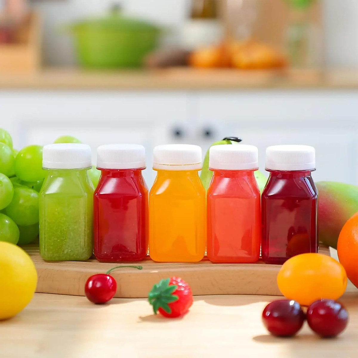 Norcalway 8pcs 2oz Shot Bottles with Caps - Ginger Shot Lids, Wellness Juice, Freezer Safe, Leak Proof, Food Grade Bottles