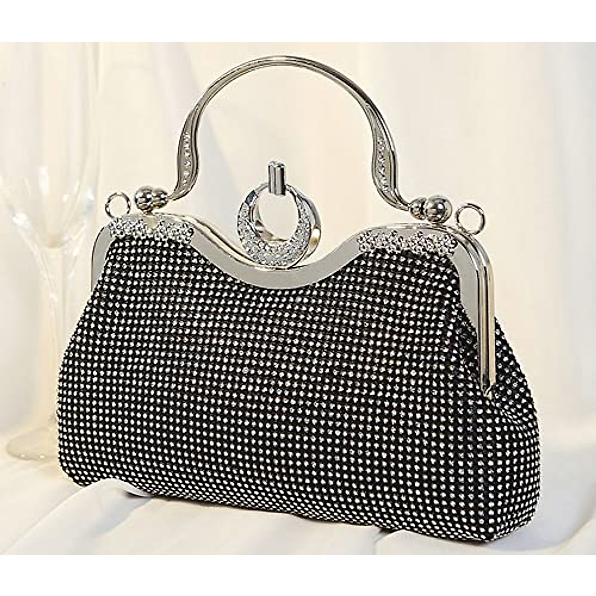 Women's Evening Clutch Purse Retro Crystal Tote Bag Wedding Party Glitter Purse Evening Handbags