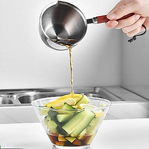 Butter Heating Pot,Stainless Steel Mini Butter Warmer with Heat Resistant Handle for Melted Butter Milk Steaming Milk Frothing Latte Art (Large)