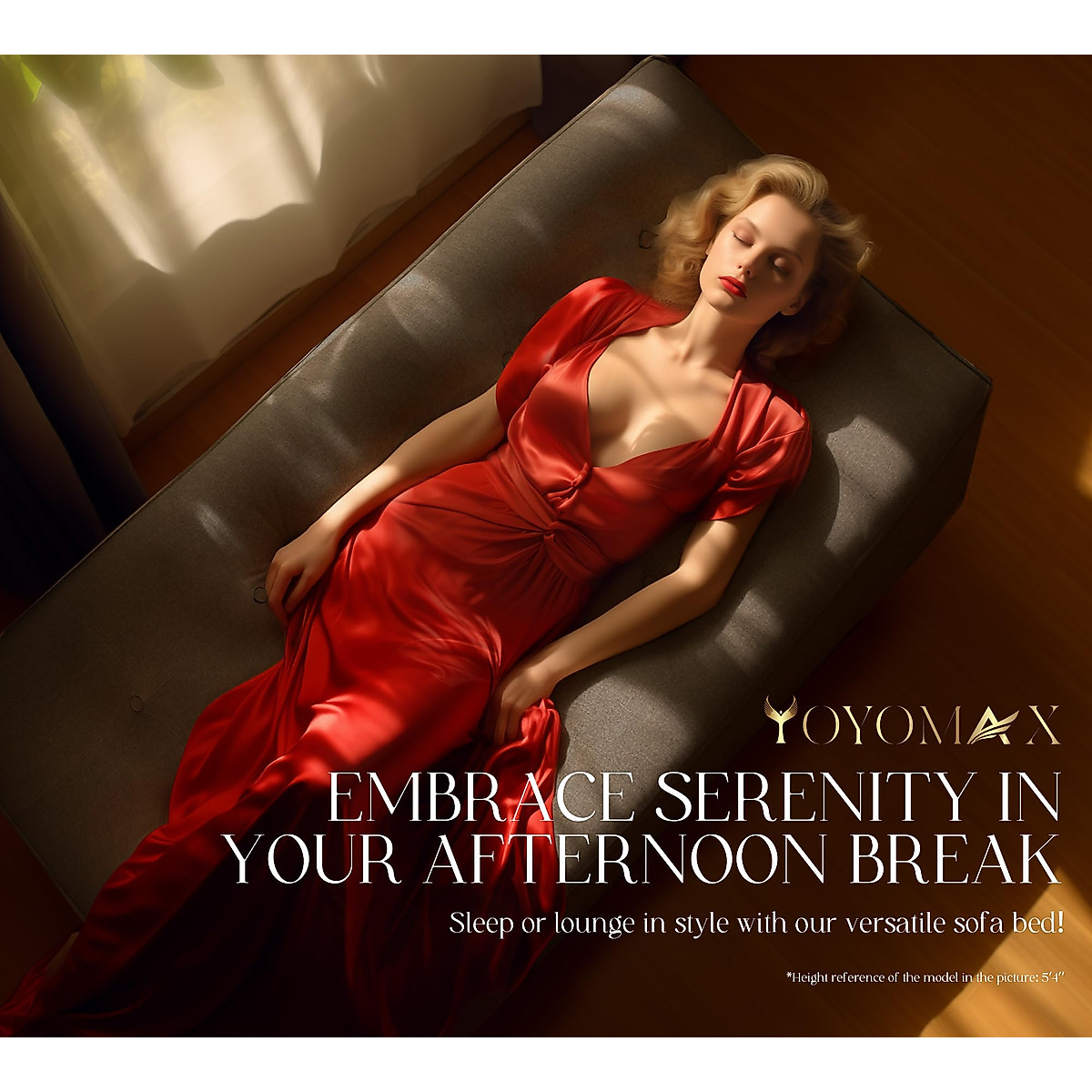 yoyomax Futon Sofa Bed Couch, Convertible Sofa Bed- Breathable Fabric Folding Sofa Bed Easy to Clean-Ideal for Bedroom, Living Room, Apartment and Office-Compact Design for Spacing Saving