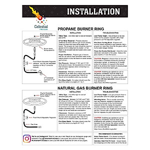 Celestial 19" Round Drop-in Fire Pit Pan w/ 12" Burner, Stainless Steel, 92,000 BTU, Natural Gas or Propane, for Easy Installation in DIY Outdoor Gas Fire Pits
