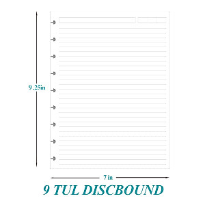 ZGMJ Classic Size Discbound Lined Refill Paper, 9-Disc Discbound Pre-punched Happy Planner Inserts, 100Sheets/200Pages Loose-Leaf Paper, 100gsm White Paper, 7x9.25 in