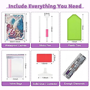 EOBROMD White Beach Seashells Diamond Painting Kits for Adults, 5D Diamond Art Kits for Kids Beginners, DIY Paint by Numbers with Full Drill Diamond Dots for Home Wall Art Decor 12x16inch