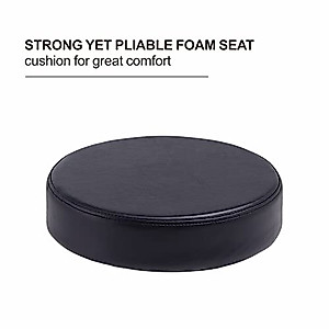 Grace & Grace Height Adjustable Rolling Swivel Stool Chair with Wheels and Round Seat Heavy Duty Metal Base for Salon,Massage, Factory, Shop (No Backrest with Casters-Classic Flat,Black)