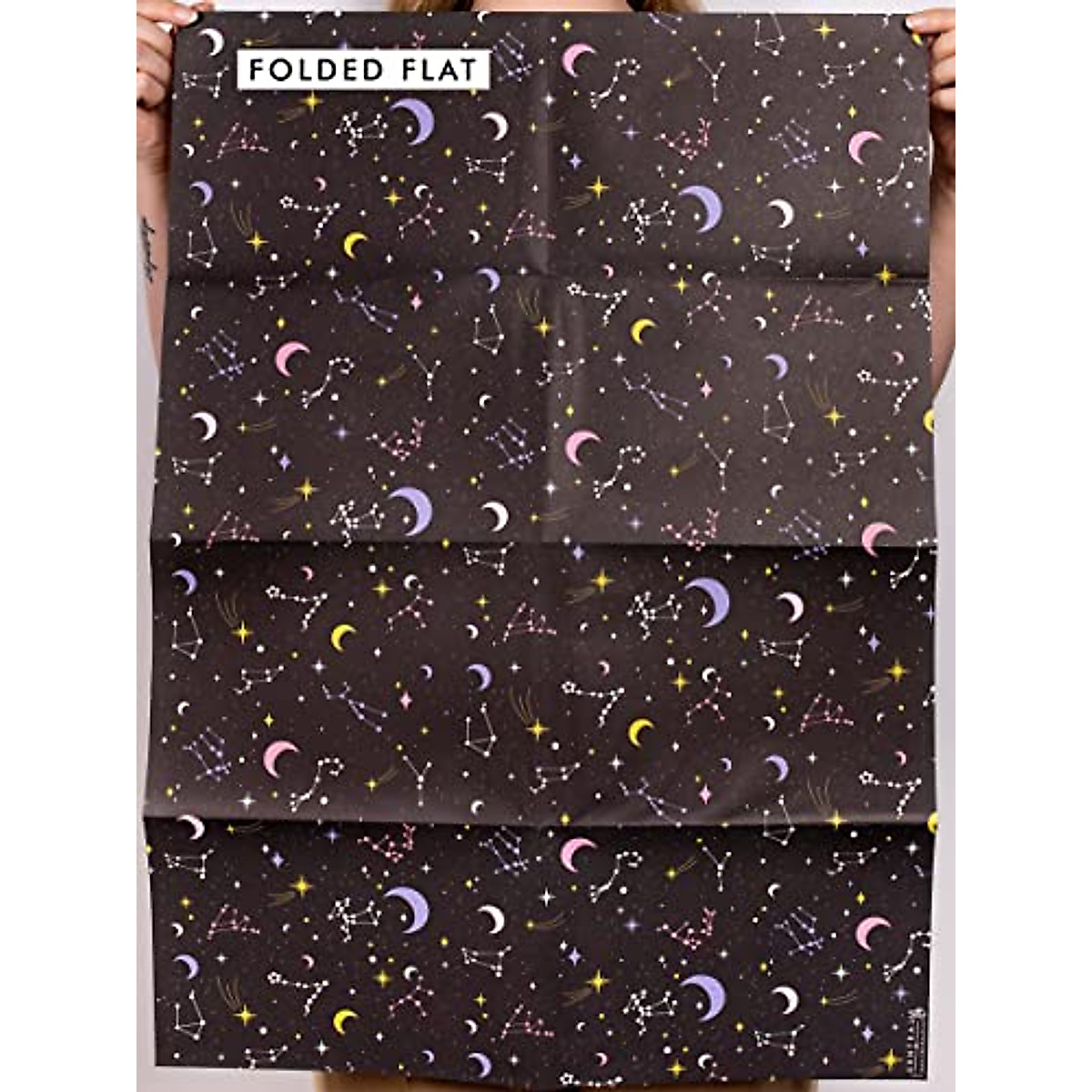CENTRAL 23 Space Wrapping Paper - 6 Sheets of Gift Wrap - Black and Purple Wrap - Constellations and Galaxy Paper - Stars and Moon - Magic - Birthday Wraps For Girls Boys Women Men - Recyclable