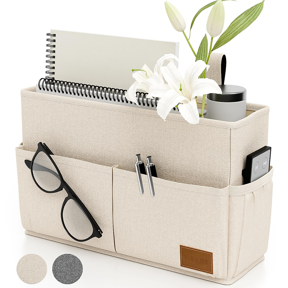 Large Bedside Caddy With Big Pockets And Bottle Holder to Easily Organize All Your Accessories - The Perfect College Dorm Room Storage Essential for Students - Fits All Hospital Beds & Wheelchairs