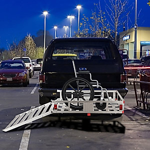 IRONMAX Aluminum Cargo Carrier with Ramp, 50’’ x 29.5’’ Hitch Mount Mobility Scooter Wheelchair Carrier, Tow Hitch Cargo Carrier for Car, Van, SUV, RV, 500 LBS Capacity