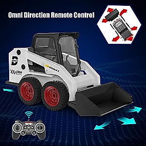 Mostop Remote Control Front Loader 1/14 Scale RC Skid Steer Loader Toy for Kid, 11 Channel Full Function RC Front Loader Tractor Electric RC Construction Vehicle Toy Loader with Lights and Sound