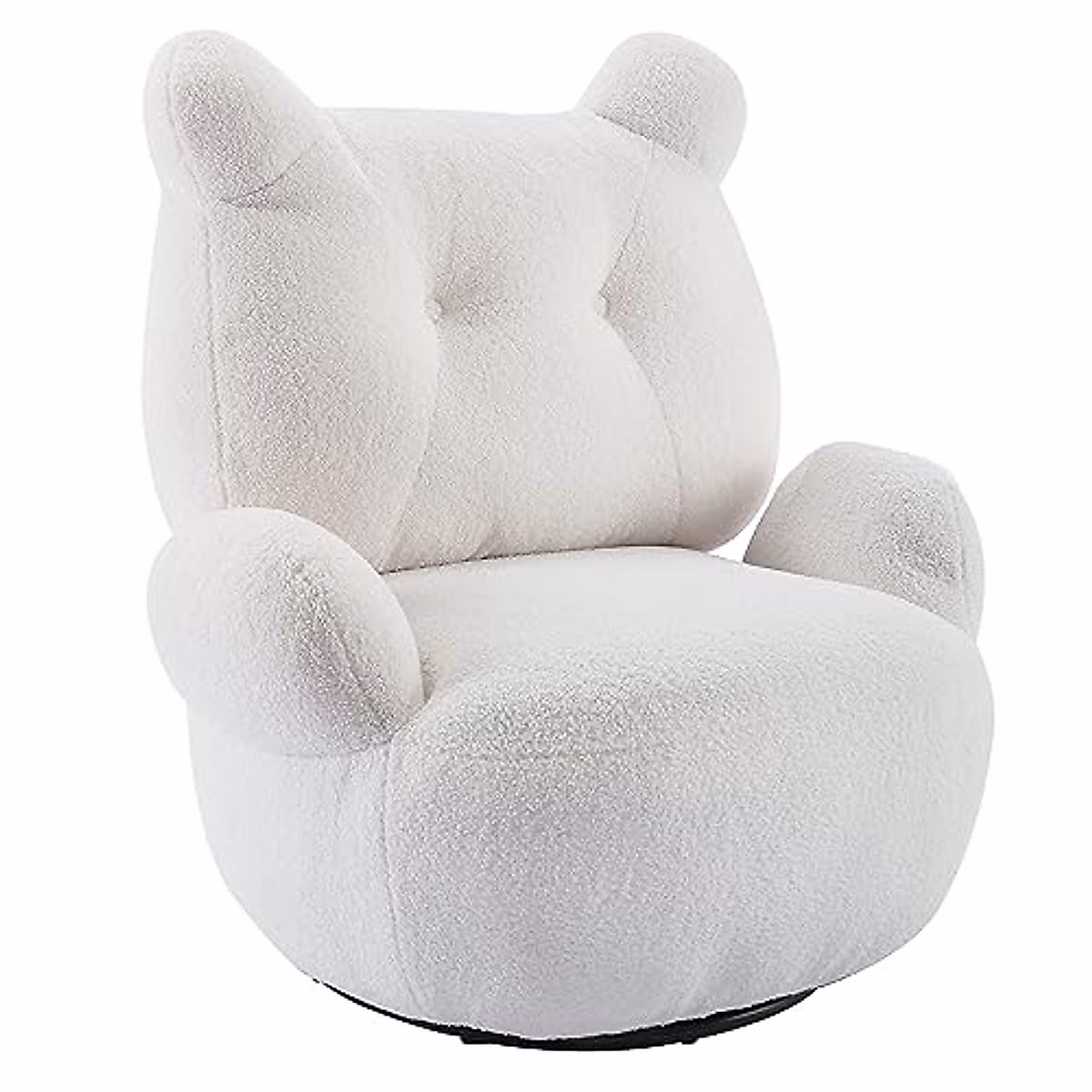 PIRIK 360° Swivel Accent Chair Teddy Short Plush Recliner Chair Particle Velvet Vanity Chair Armchair Swivel Barrel Chair Comfy Cute Chair for Living Room, Hotel, Bedroom, Office, Lounge (White)