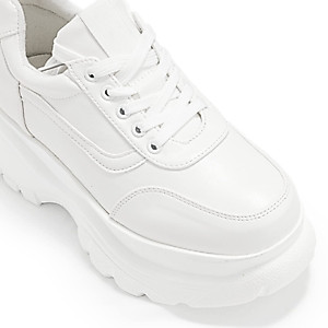 READYSALTED Platform Sneakers for Women Fashion Chunky Sneakers Casual Lace Up Walking Sneakers(BLOWN1-White-11)