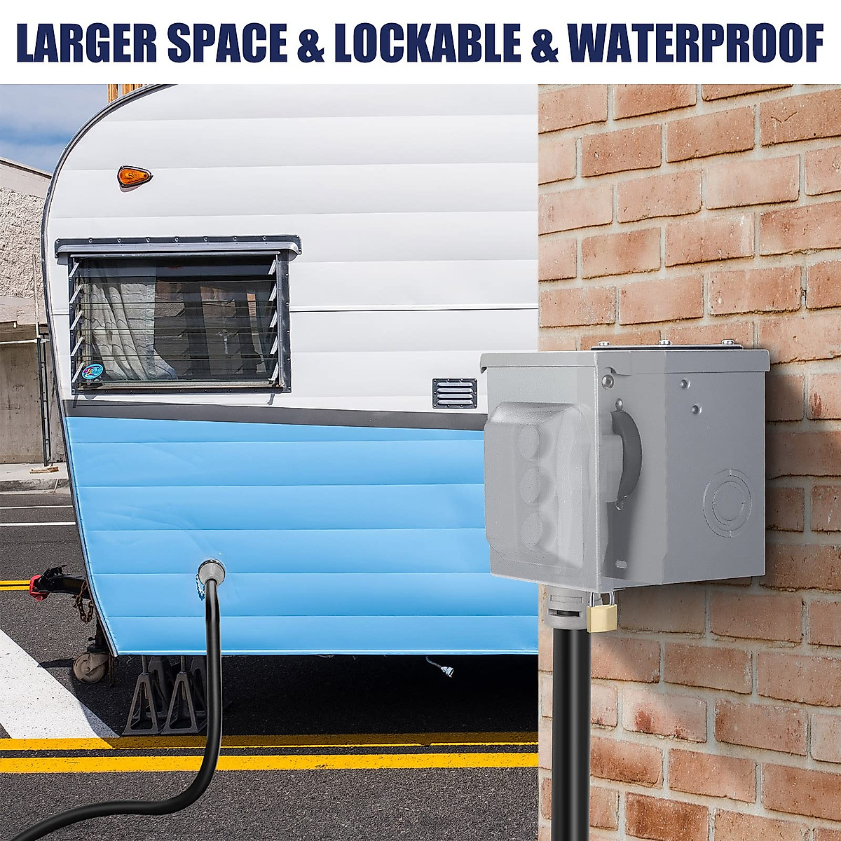 PAULINN 50 Amp RV Power Outlet Box, Bundle with 50 Amp Generator Power Inlet Box| NEMA 3R Power Inlet Box|125/250 Volt, 12500W,PB50, SS2-50P, CS6375 Generator Plug| for Outdoor Receptacle