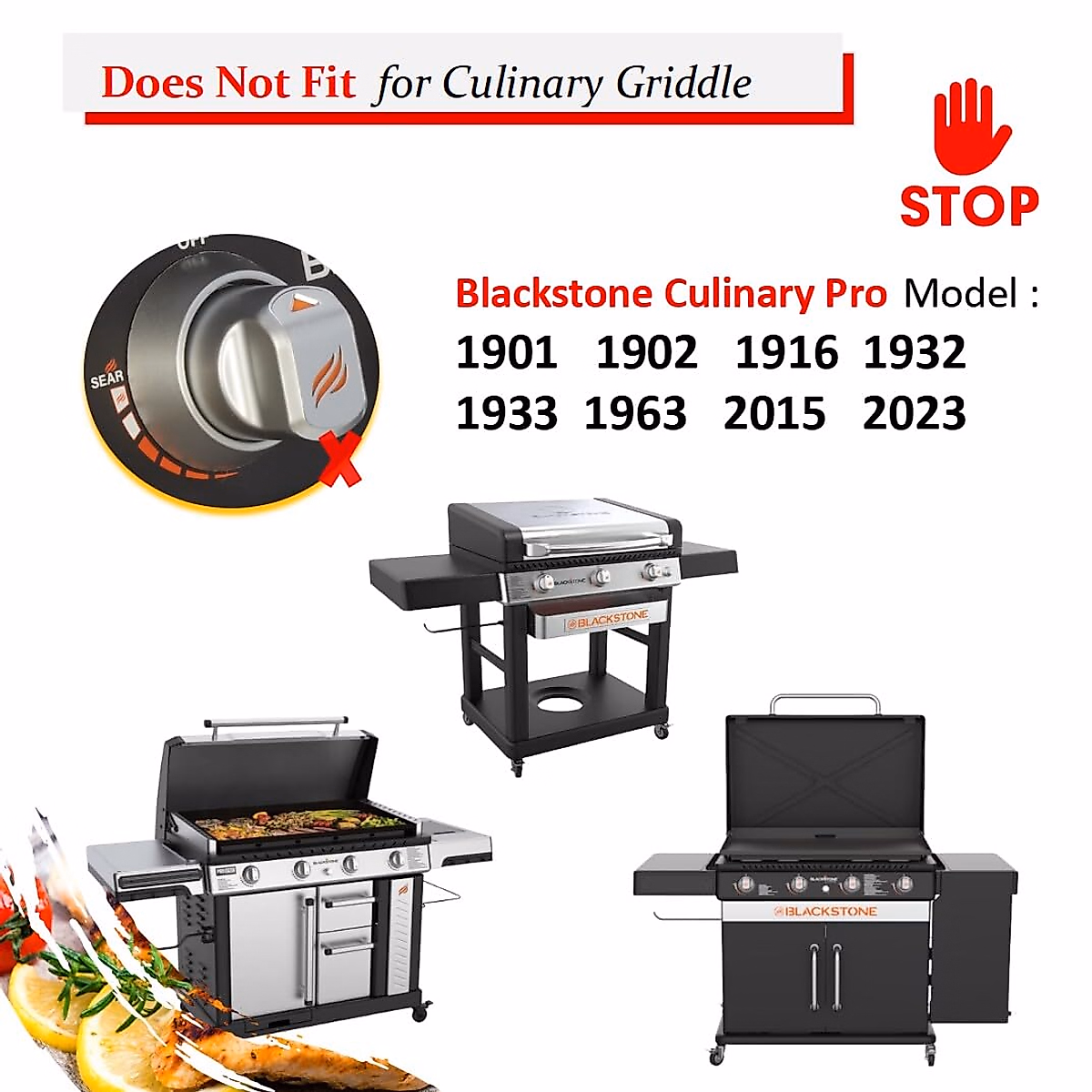 Gas Griddle Orange Knob Replacement for Blackstone Griddle 17" 22" 28" 36" Griddle, for Blackstone Flat Top Grill replacement walmart knobs,2-Pack