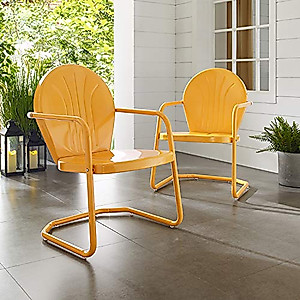 Crosley Furniture Griffith Outdoor Chair, Retro Metal Patio Chairs for Dining, Porch, Deck, Balcony, Tangerine
