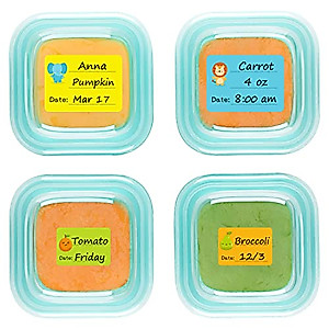 Baby Daycare Labels, Removable Write-On Date Labels for OXO Tot Baby Blocks Food Storage Containers, Trays, Jars, Freezer & Dishwasher Friendly, for Infants & Babies