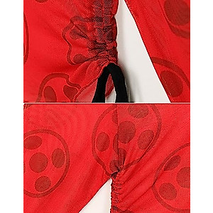 Miraculous Women's Ladybug Classic Print Long Sleeve Beach Rash Guard Shirt Cover Up Top (as1, Alpha, x_l, Regular, Regular, Red)