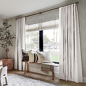 INOVADAY Linen Blackout Curtains 96 Inches Long, Thermal Insulated Black Out Curtains & Drapes for Living Room Bedroom (W50 x L96 1 Panels, Beige)