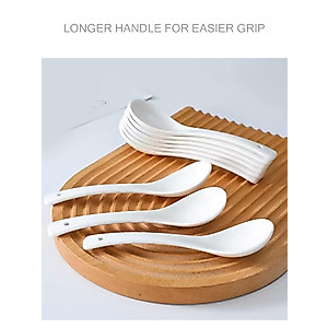 ACANDYL Asian Soup Spoon 6.75 inch Chinese Soup Spoons Ceramic Spoon Easy to Hold Non-slip Bottom for Pho Miso Wonton Ramen Dumpling Noodle Bright White Set of 12