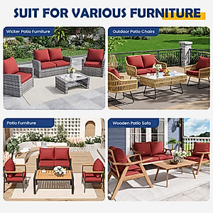 UDPATIO Outdoor Cushions for Patio Furniture, 4'' Replacement Cushions for Outdoor Furniture, Set of 4 Water-Resistant Outdoor Sectional Cushions for Sofa Couch Chair (Burgundy)