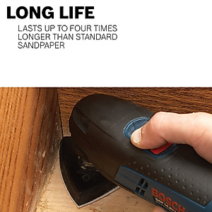 BOSCH SDTR060 Detail Triangle, Hook & Loop Sanding Sheet, Brown 60 Grit, 5-Pack