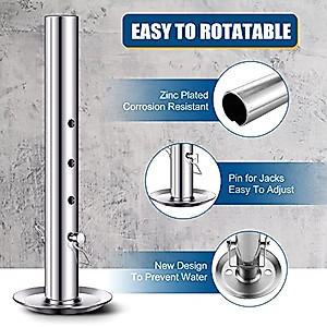 Trailer Jack Base Feet 2 Pcs Adjustable Jack Stand Drop Leg Fit Inner Diameter 2 Inch Jacks Foot Pad Insert RV Camper Accessories