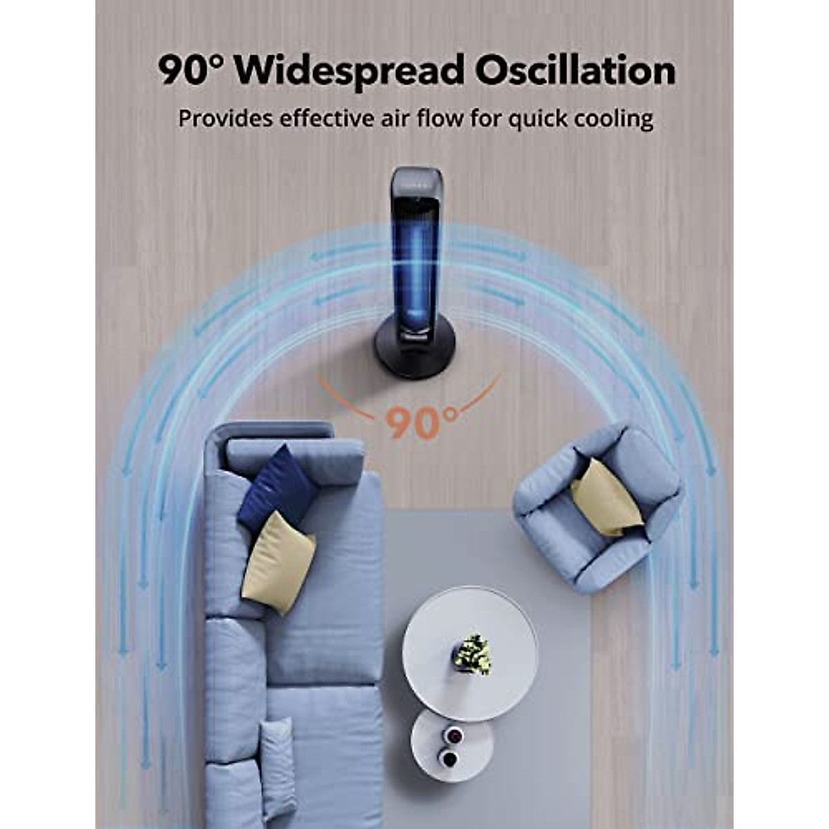 Tower Fan, 42” DC Motor Tower Fan with 28dB, 12 Speeds, 4 Modes, 90° Oscillating Fan, Night Light, 12H Timer, LED Display, Quiet Cooling Bladeless Fan with Remote for Bedroom Living Room Office