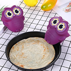 Cute Owl Silicone Pot Holder Oven Mitts Heat Resistant AntiScald Gloves Non-Slip Hot Mini Cooking Mitts Heat Resistant Antiscald Gloves Oven Mitts Kitchens Accessories Cooking Tools