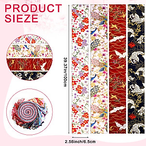 Peryiter 40 Pcs Cotton Jelly Fabric Roll Quilting Strips Different Patterns Patchwork Craft Sewing Supplies for Quilters Crafting Sewing DIY Crafts, 39.37 x 2.56 Inches(Japanese)