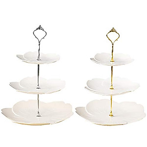 3 Tier White Cupcake Stands, 2 Pack Plastic Tiered Serving Tray, Dessert Display Stand for Party Birthday Wedding Baby Shower Christmas